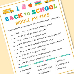 Back to School Riddle Me This Classroom Games Elementary & - Etsy