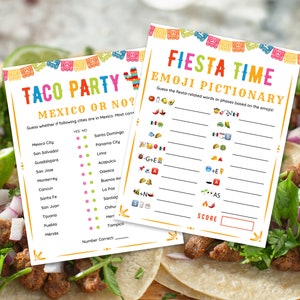 Taco Party Games Bundle Taco Games for Kids Fiesta Games Birthday Party ...