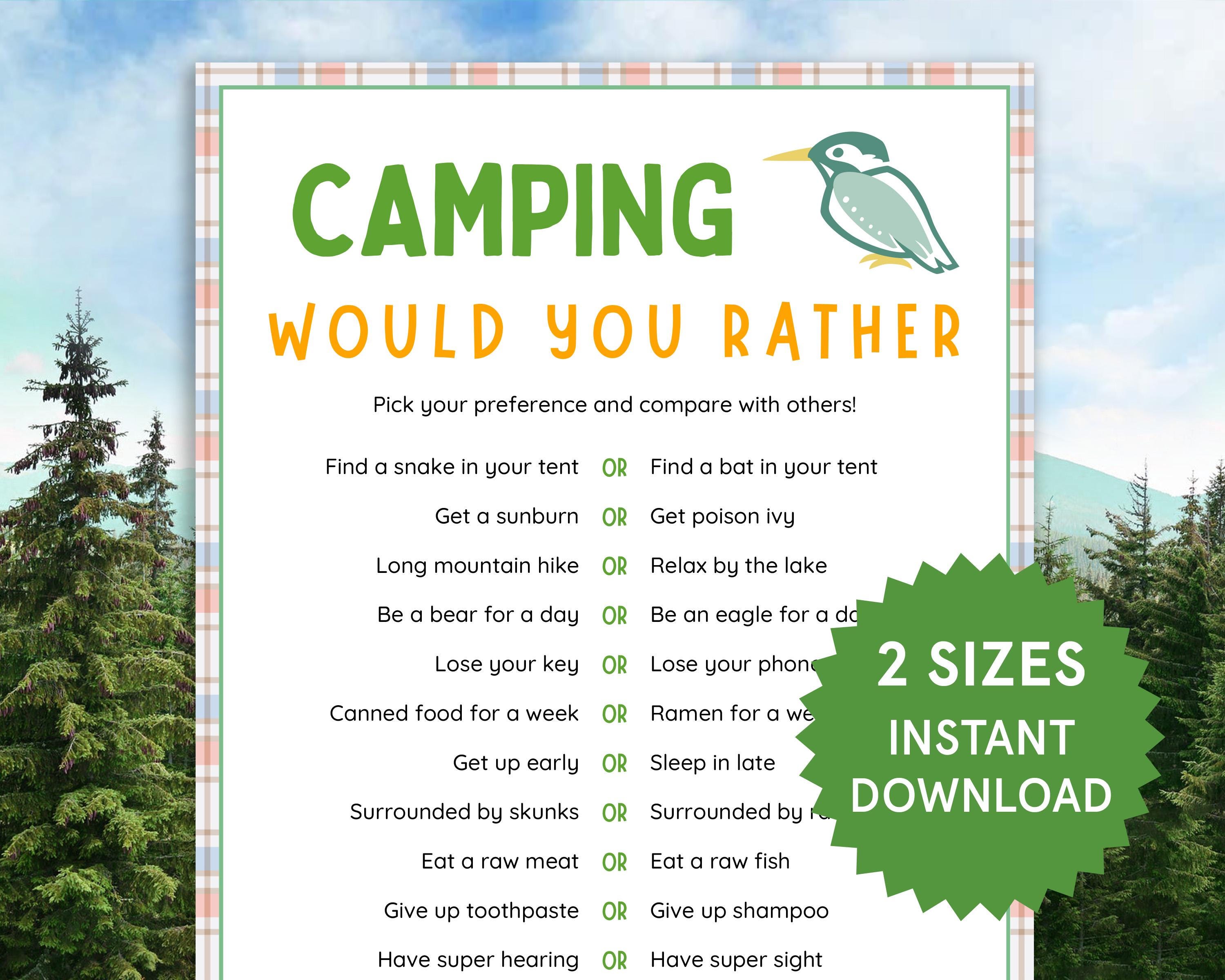 Camping Would You Rather Camping Games Camping Activities Kids Camping ...