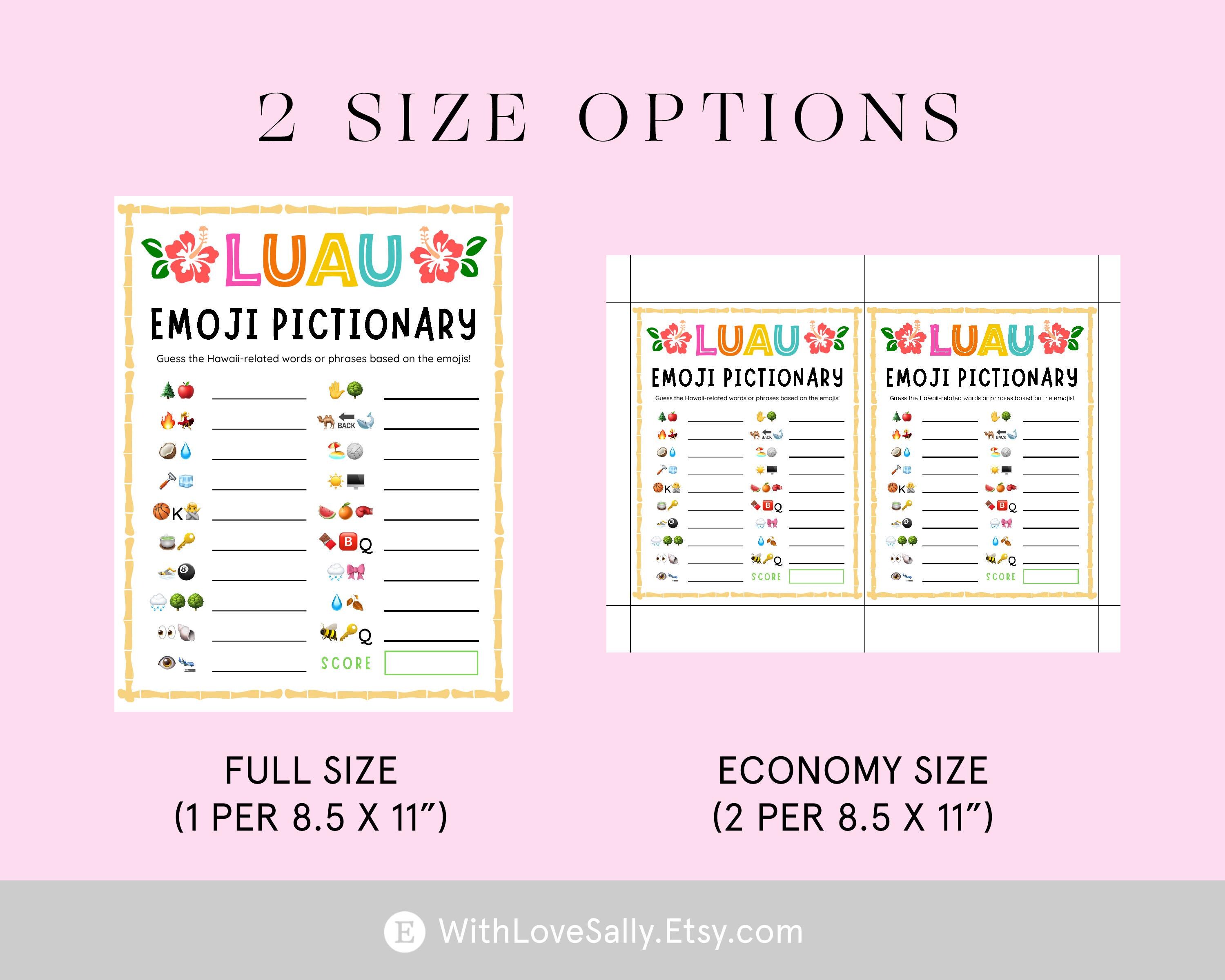 Luau Emoji Pictionary Luau Party Games Luau Games for Kids Luau ...