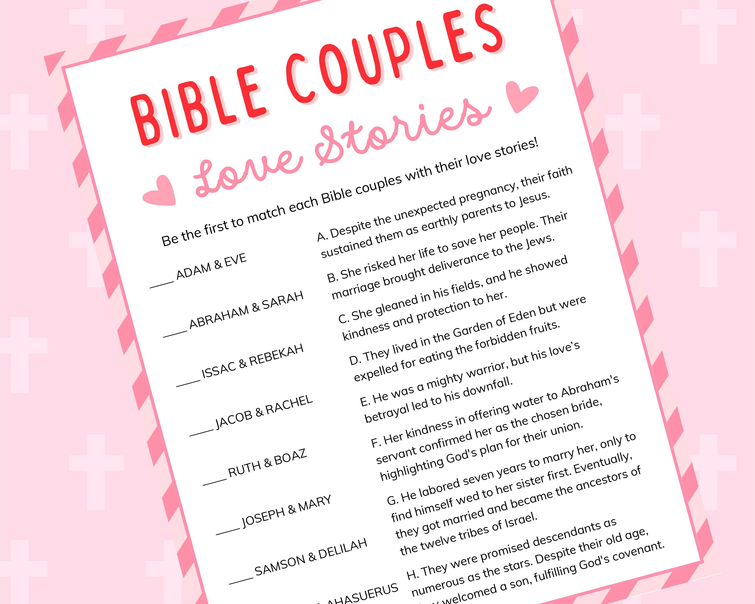 Bible Couples Love Stories Game Bible Trivia Games for Kids, Adults ...