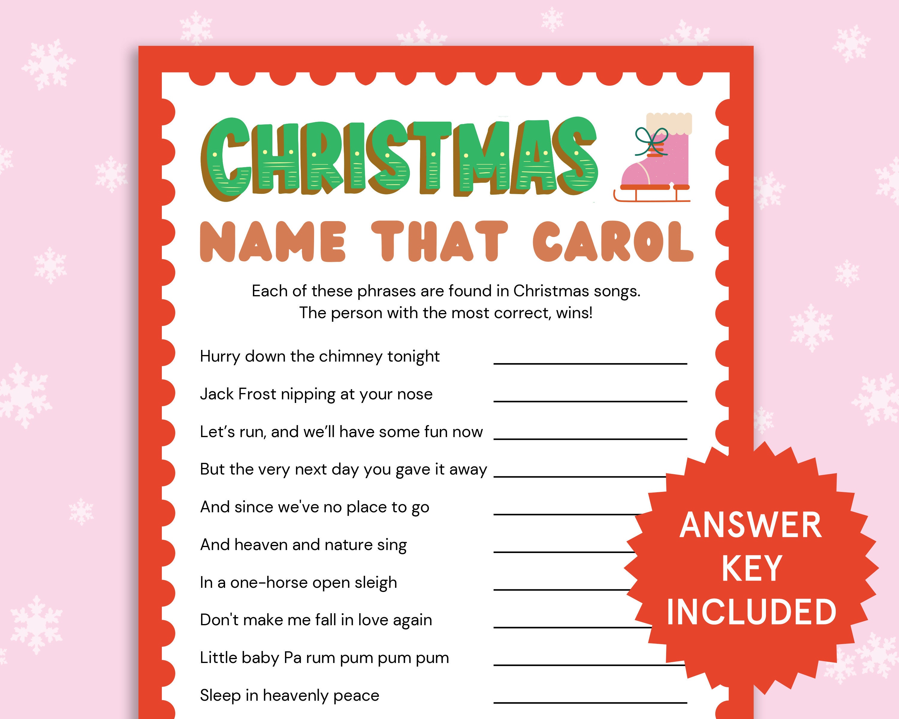 Christmas Name That Carol | Christmas Songs Game | Printable Christmas ...