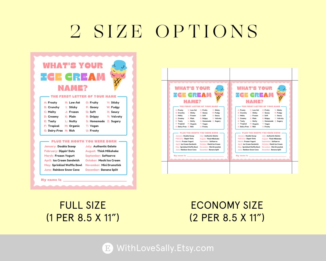 What's Your Ice Cream Name, Name Tags, Sign Summer Activities for Kids ...