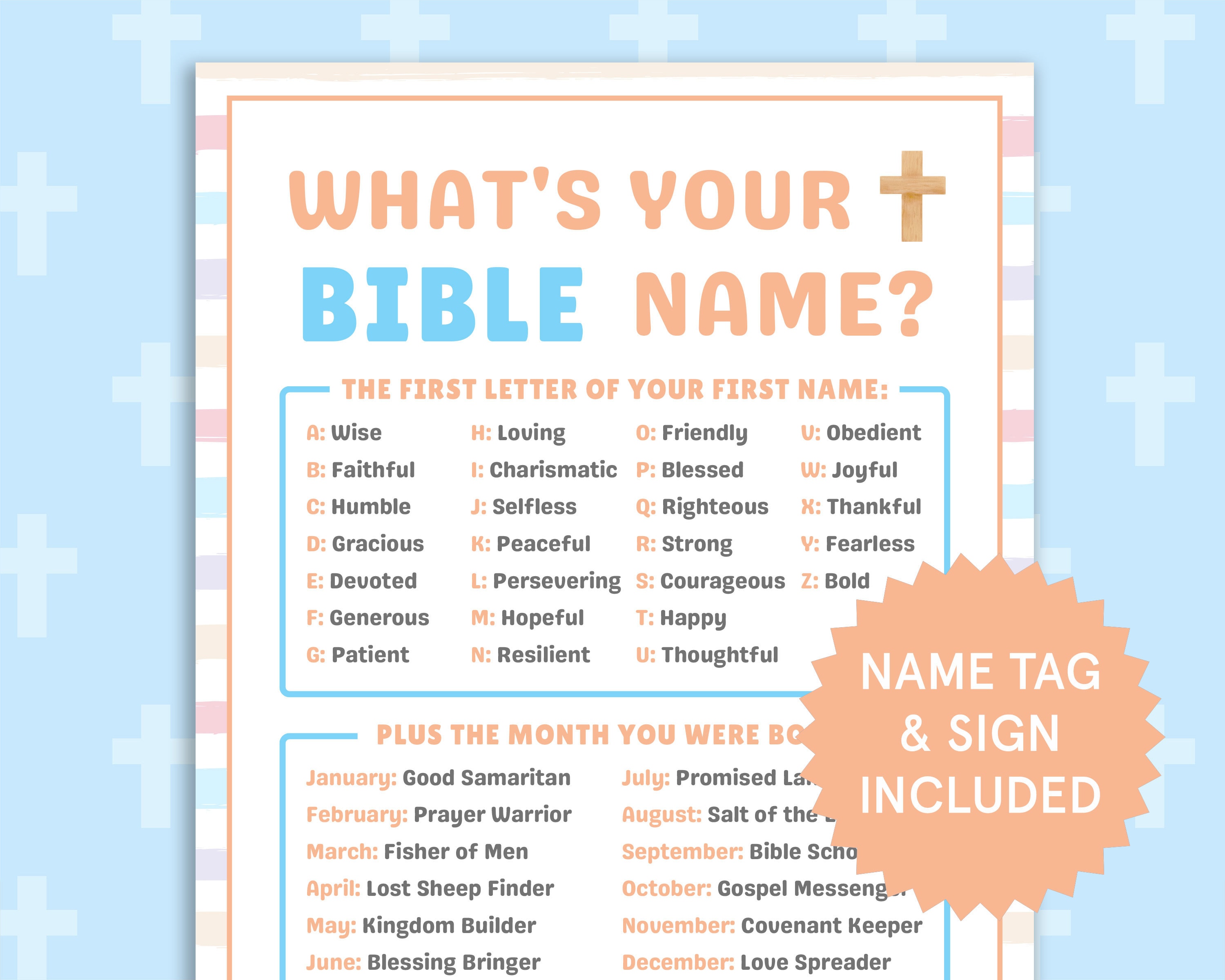 What's Your Bible Name, Name Tags, Sign Bible Games Church Activities ...