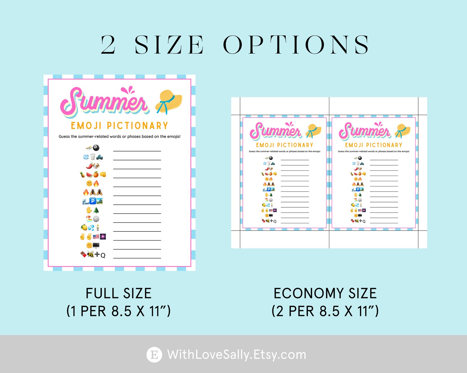 Summer Emoji Pictionary Game Summer Games Beach Party Games Summer ...