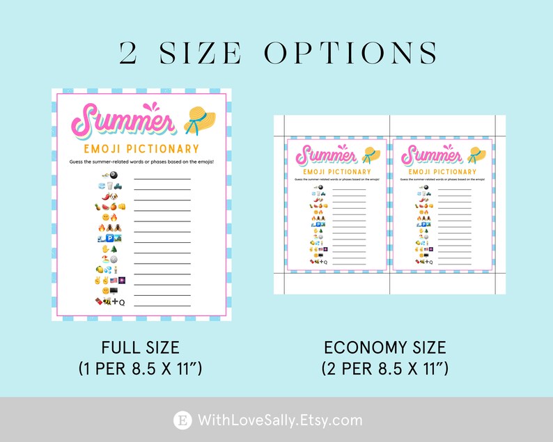 Summer Emoji Pictionary Game Summer Games Beach Party Games Summer ...