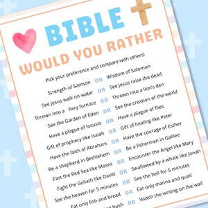 Bible Would You Rather Bible Games Sunday School Activities Bible Study ...