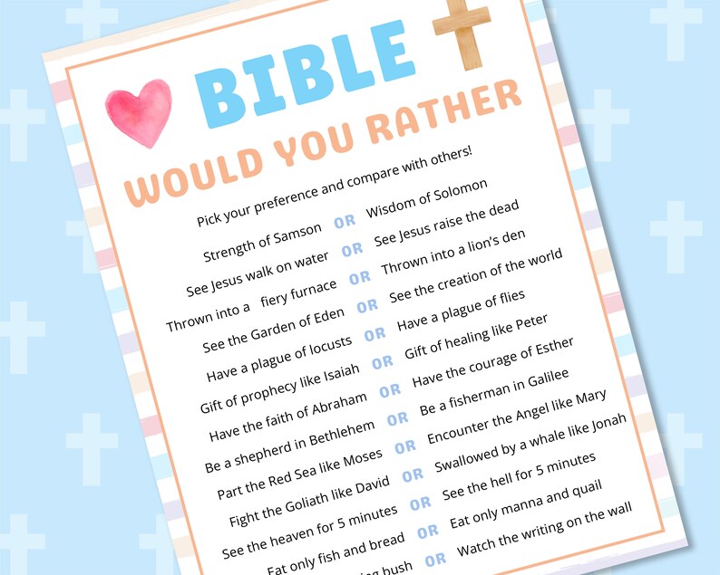 Bible Would You Rather Bible Games Sunday School Activities Bible Study ...