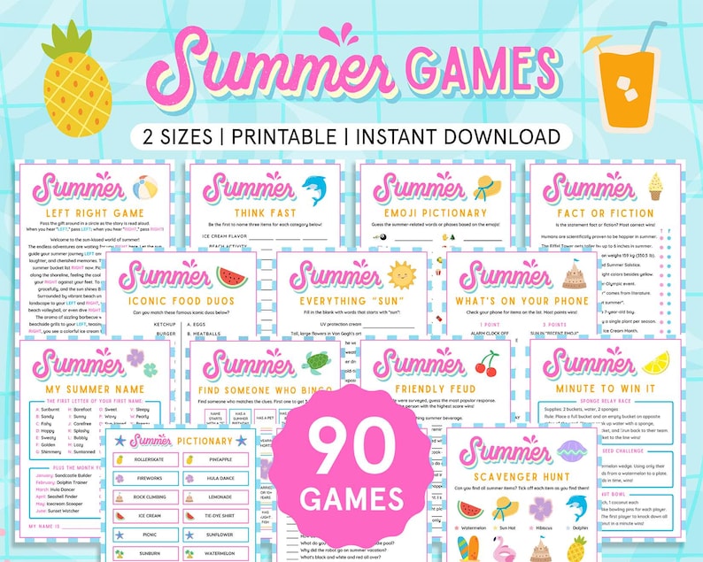 Summer Game Bundle Summer Games for Kids Summer Activities Family ...