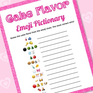 Cake Emoji Pictionary Pink Birthday Games Pink Bridal Shower Party ...