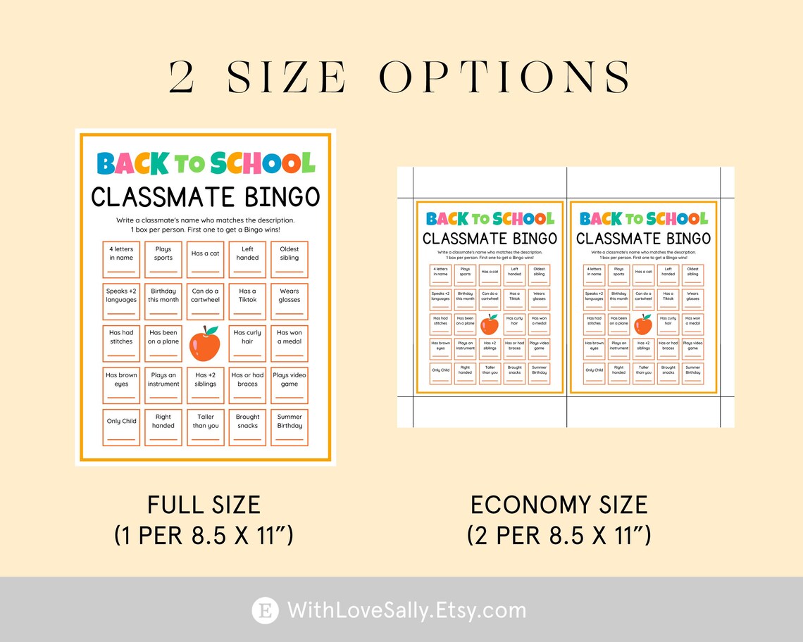 Back to School Classmate Bingo Classroom Games for Kids Get to Know You ...