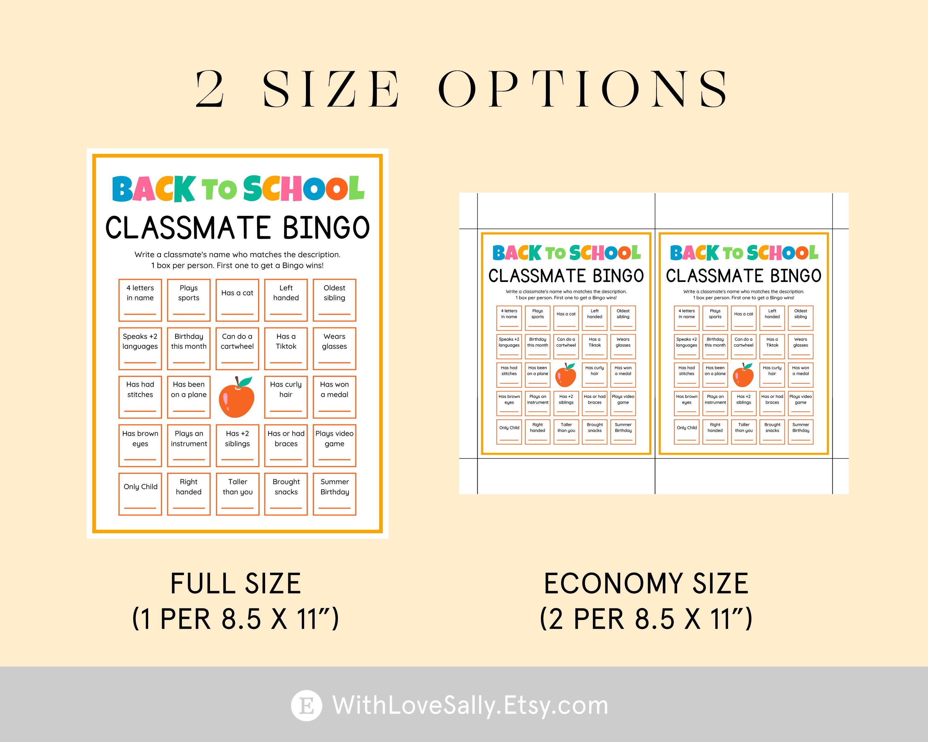 Back to School Classmate Bingo Classroom Games for Kids Get to Know You ...