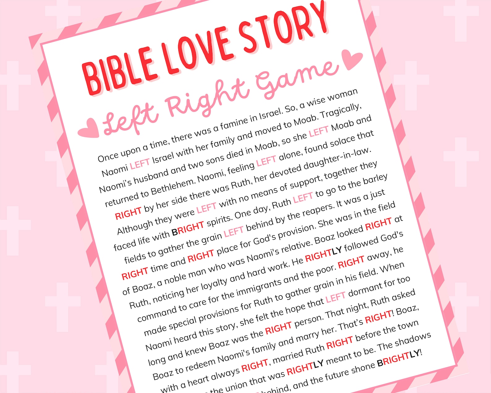 Bible Story Left Right Game Church Valentine Game Gift Exchange Game ...