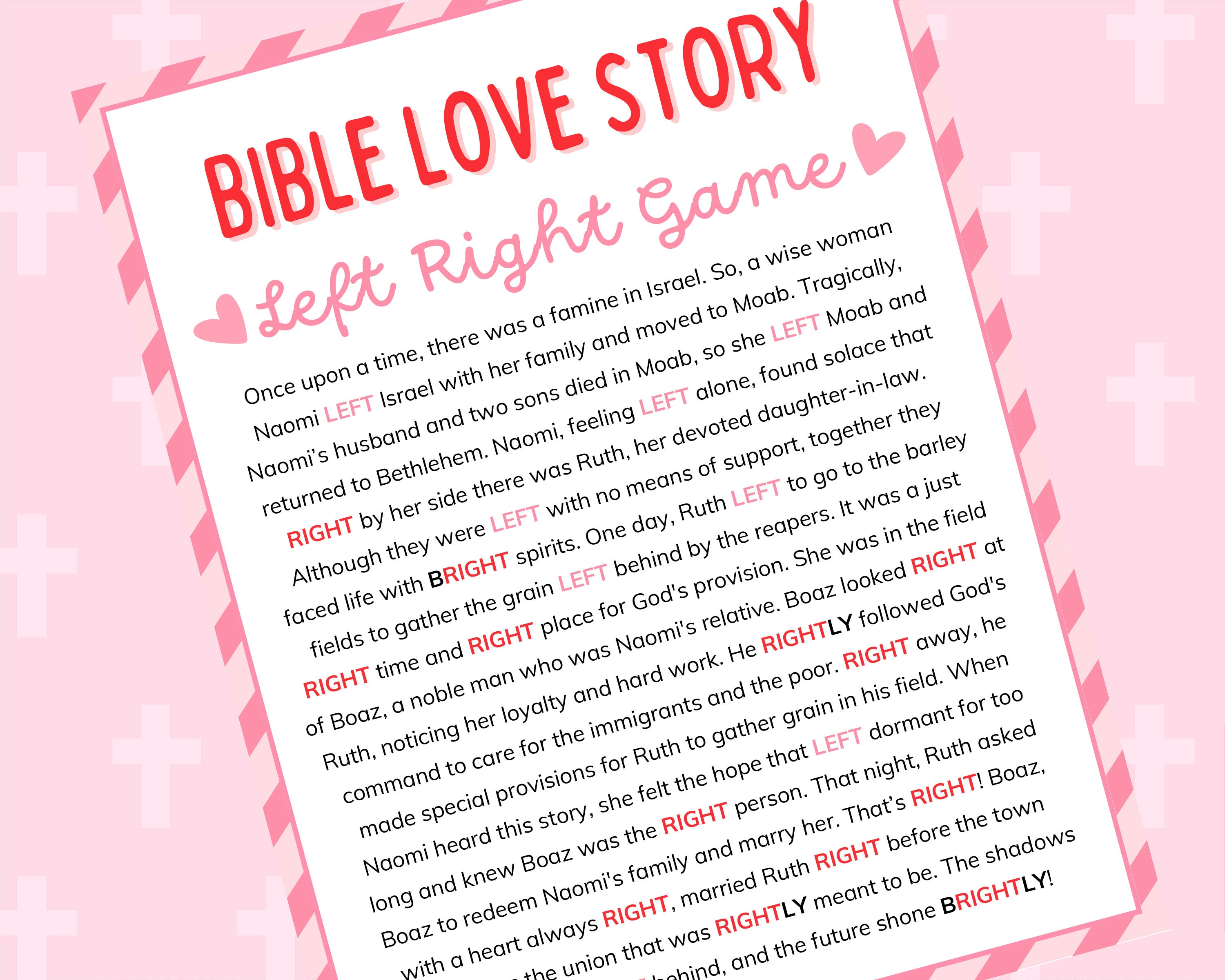 Bible Story Left Right Game Church Valentine Game Gift Exchange Game ...