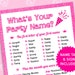 Whats Your Party Name, Name Tags, Sign Pink Birthday Party Games for ...