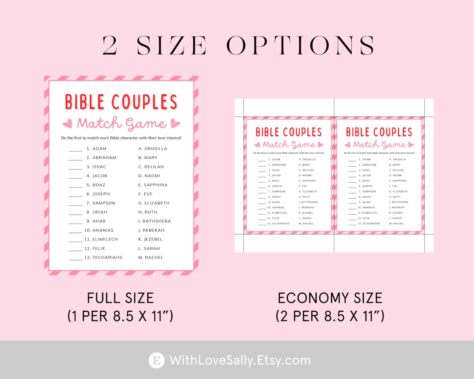 Bible Couples Match Game Bible Games for Kids, Adults Church Valentines ...