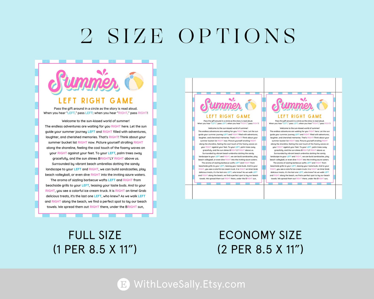 Summer Left Right Game Summer Games for Kids, Family Summer Left Right ...