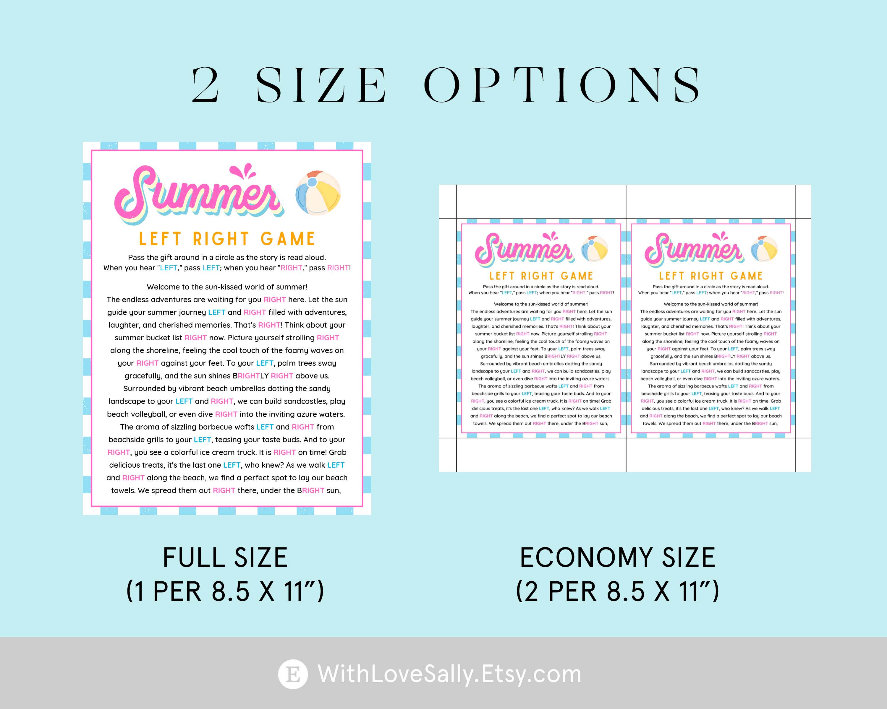 Summer Left Right Game Summer Games for Kids, Family Summer Left Right ...