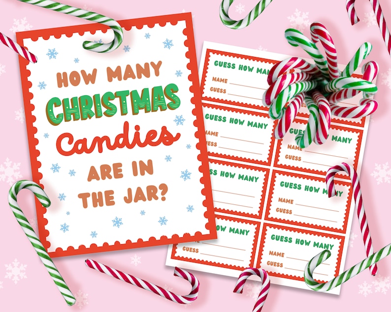 Christmas How Many Candies Are in the Jar Candy Guessing Game Printable ...