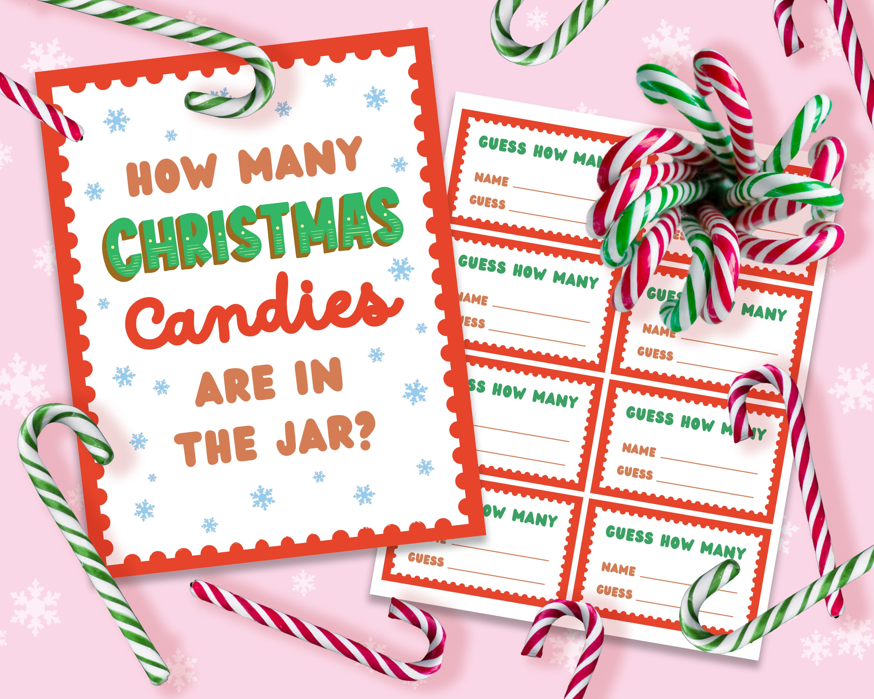 Christmas How Many Candies Are in the Jar Candy Guessing Game Printable ...