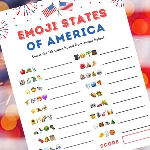 4th of July Game Fourth of July Emoji Pictionary 4th of July Party Game ...