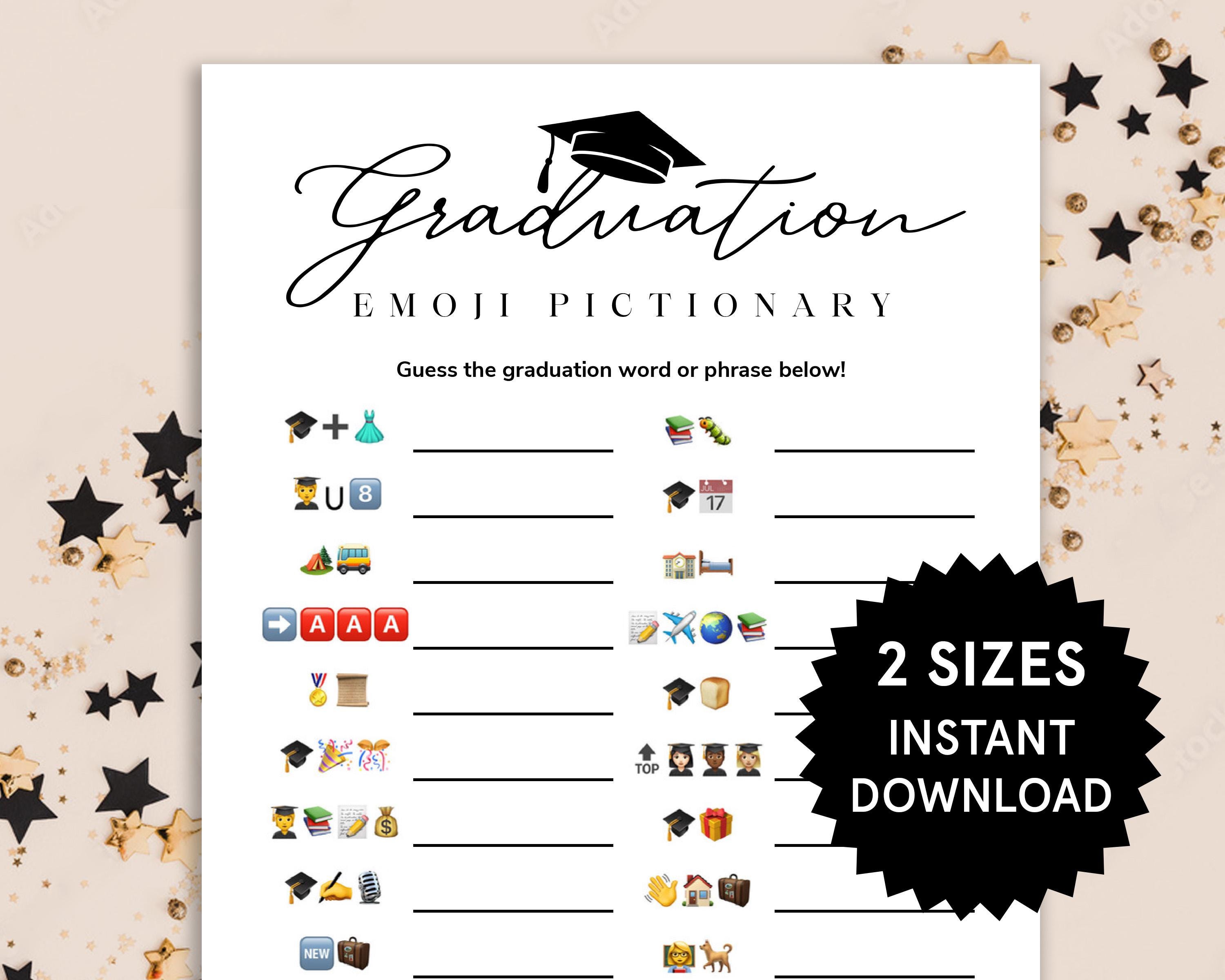 Graduation Emoji Pictionary Graduation Party Games High School ...