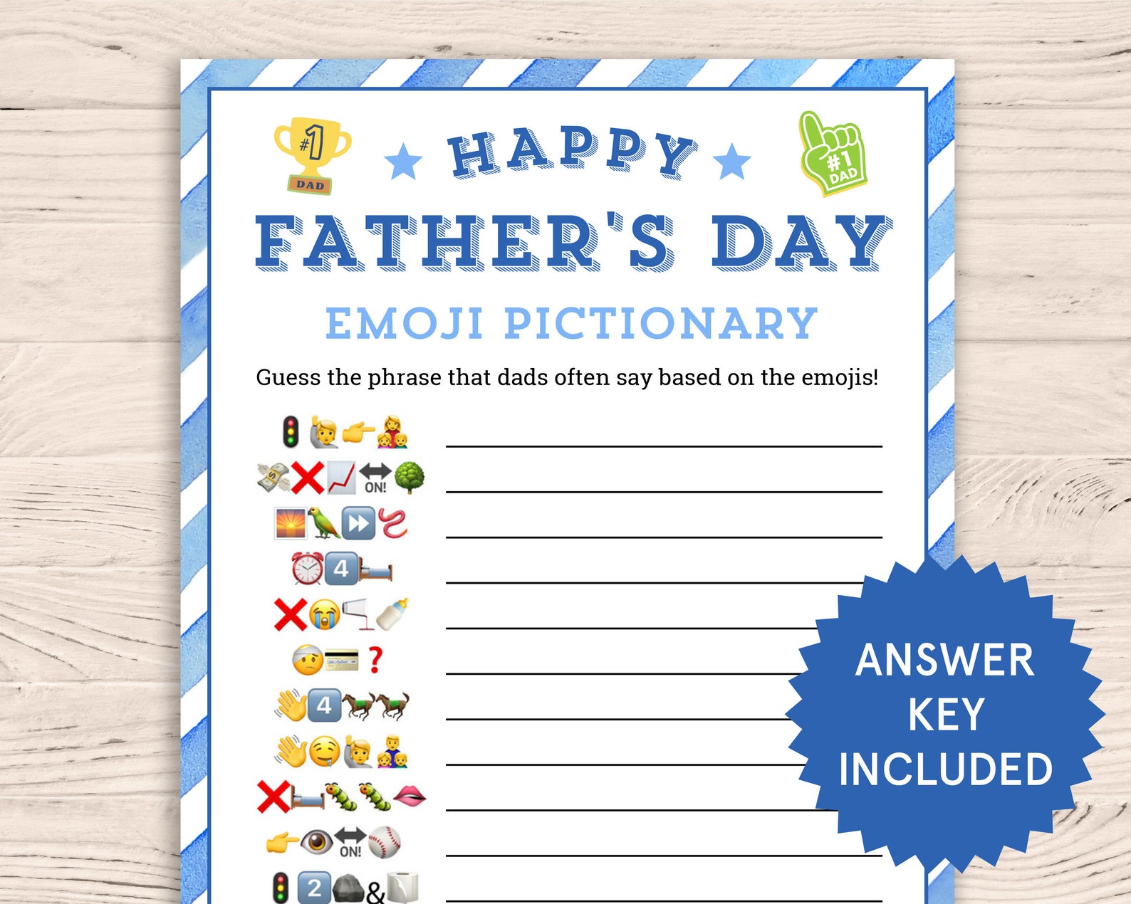 Father's Day Emoji Pictionary Father's Day Games Family Game Fun Father ...