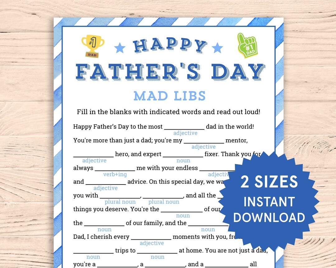 Fathers Day Mad Libs Fathers Day Games Fathers Day Activity Fun Fathers ...