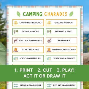 Camping Charades Camping Activities for Kids Camping Games Adults ...