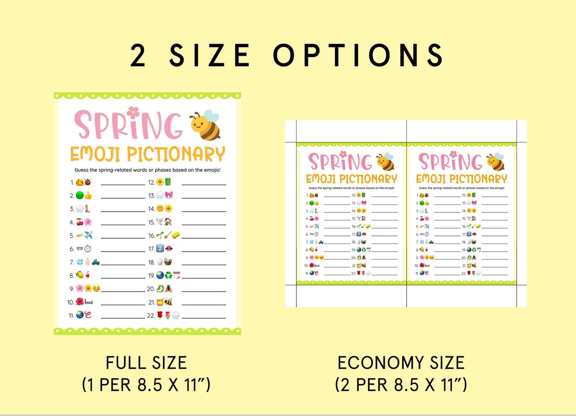 Spring Emoji Pictionary Game Printable Springtime Games Spring ...