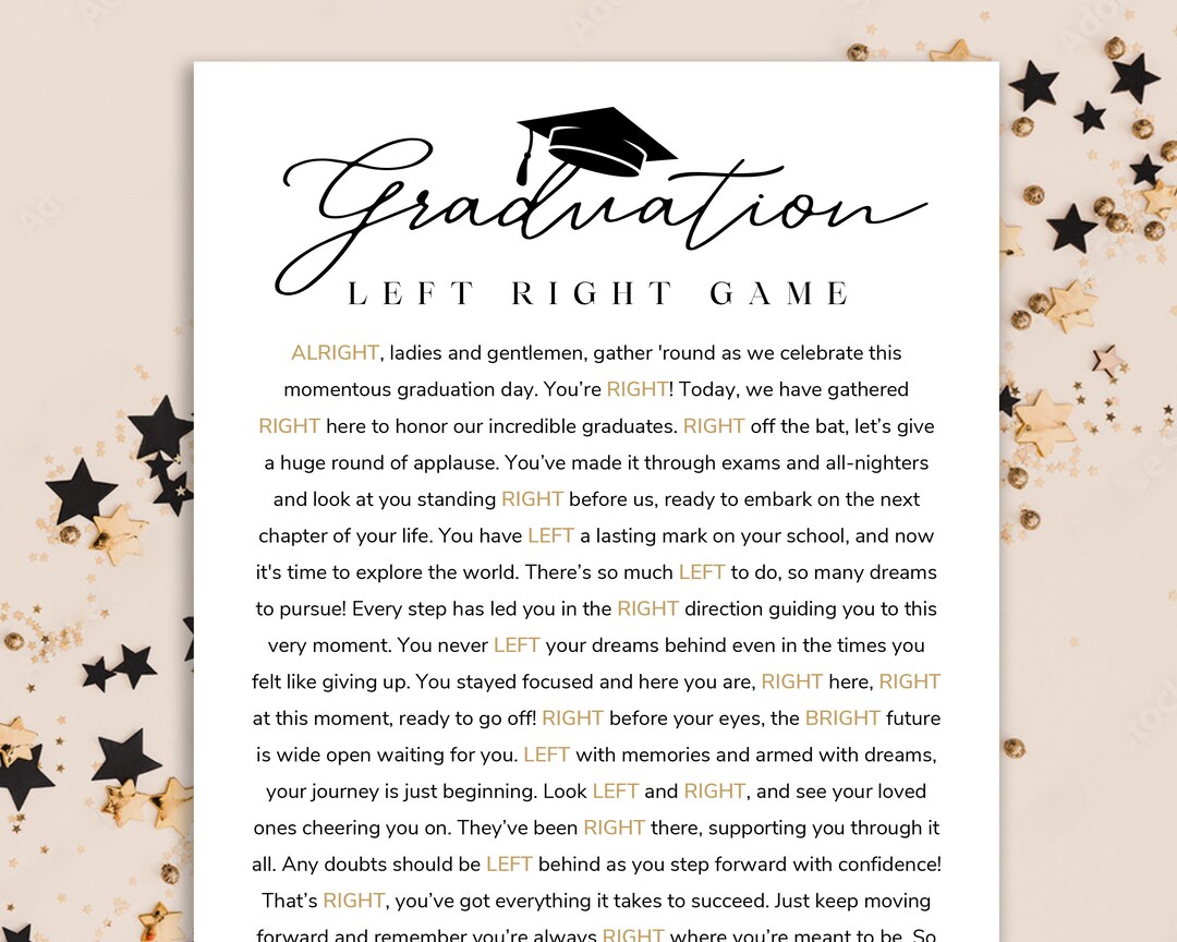 Graduation Left Right Game Graduation Party Games Class of 2024 High ...