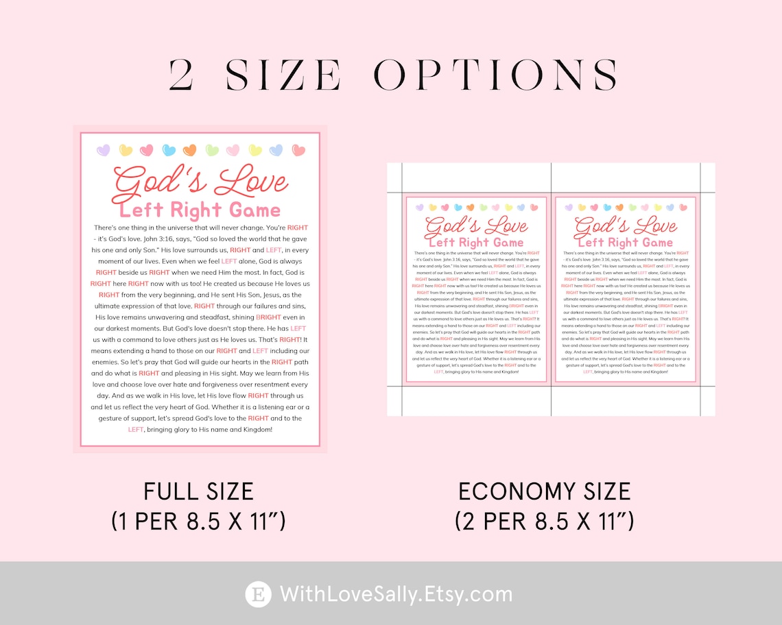 Gods Love Left Right Game Sunday School Bible Study Games Bible Game ...