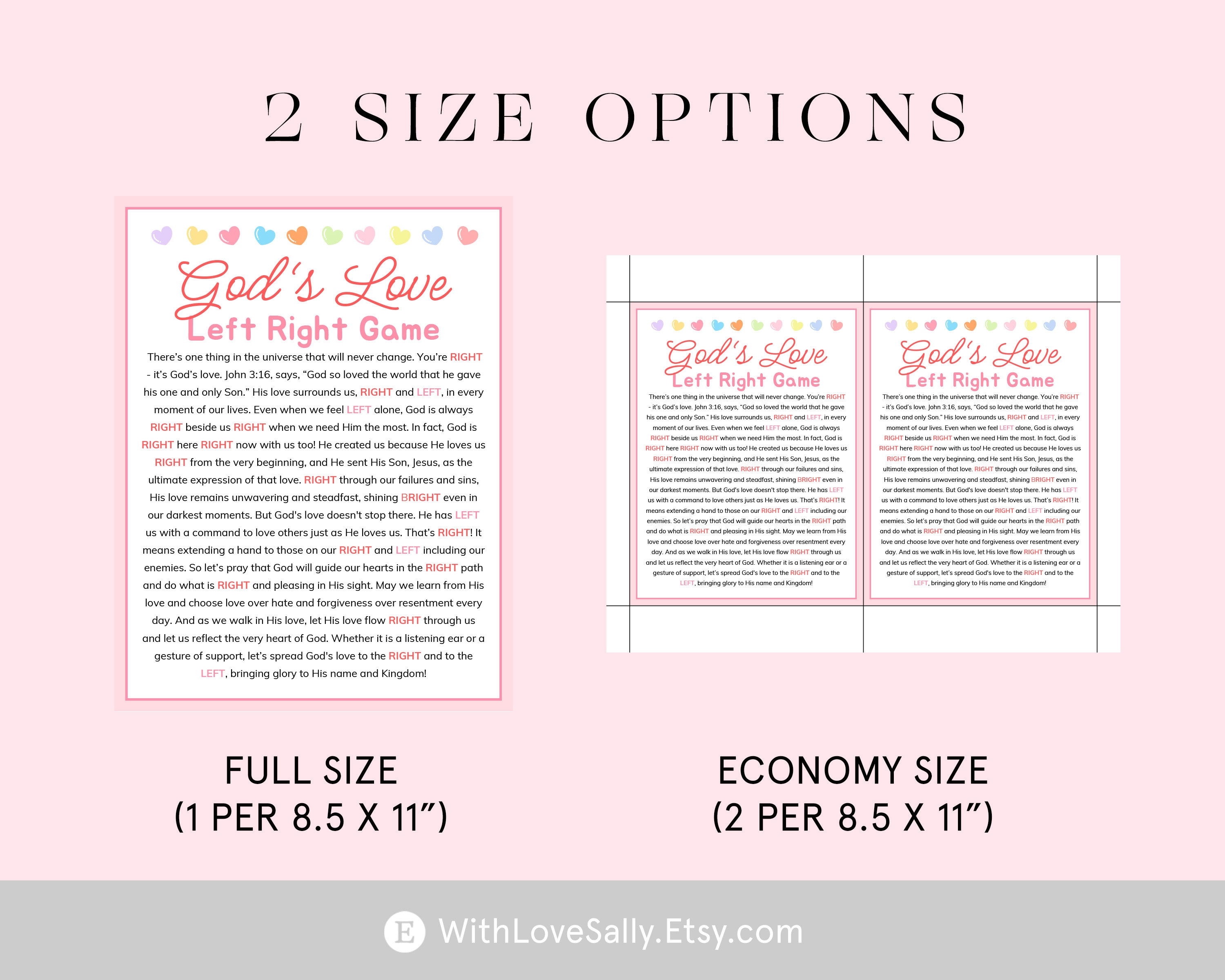 Gods Love Left Right Game Sunday School Bible Study Games Bible Game ...