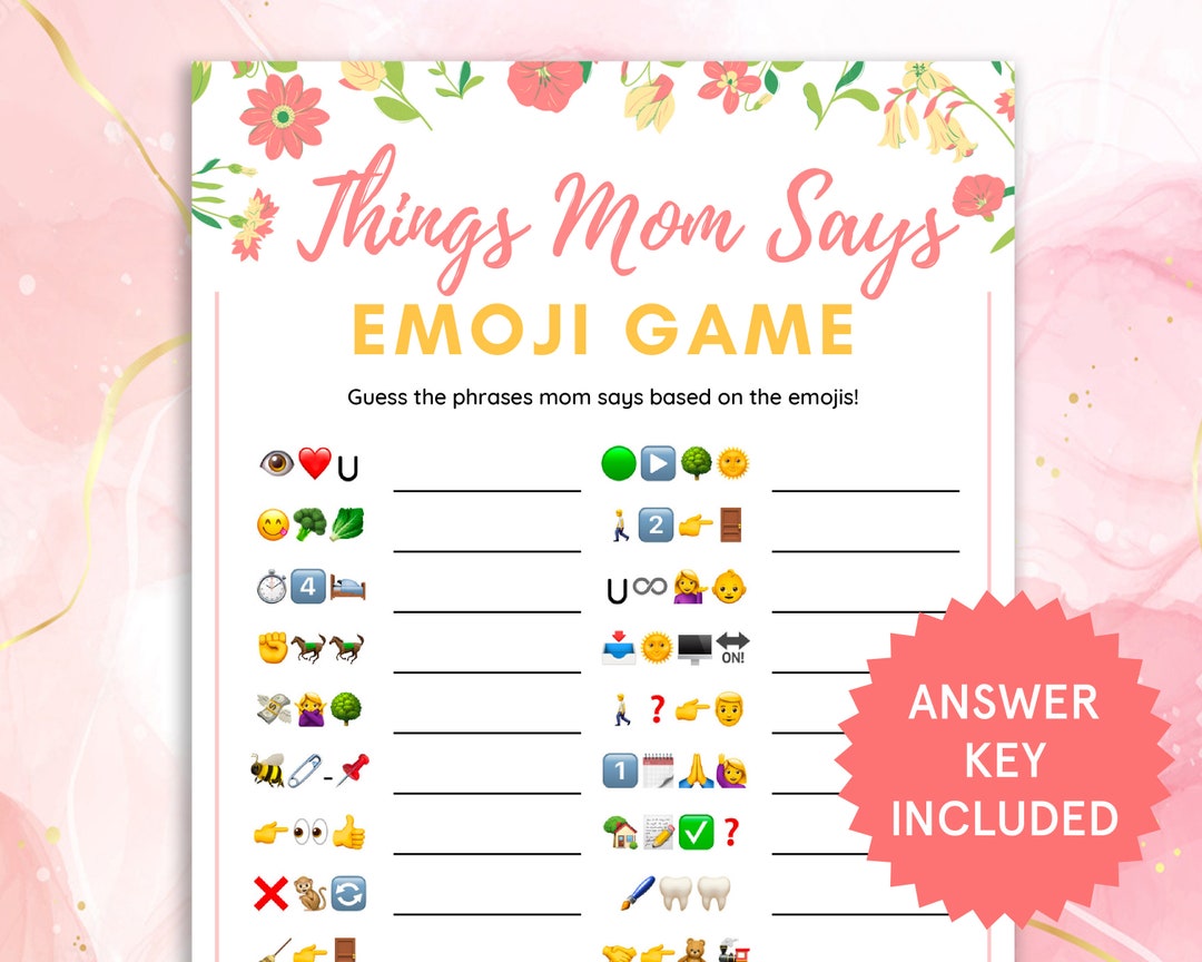 Mothers Day Emoji Pictionary Game Printable Mothers Day Activities for ...