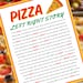 Pizza Think Fast Game Printable Pizza Party Game for Kids Adults ...