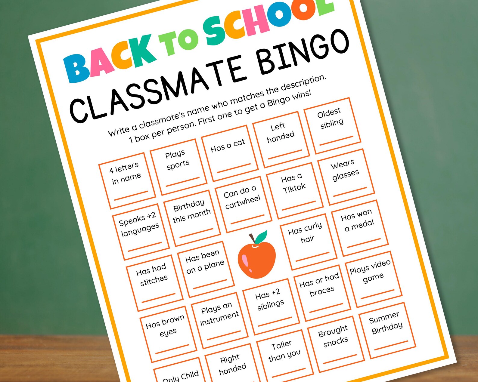 Back to School Classmate Bingo Classroom Games for Kids Get to Know You ...