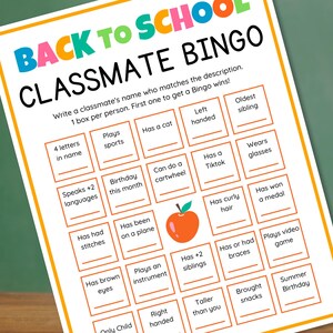Back to School Classmate Bingo Classroom Games for Kids Get to Know You ...