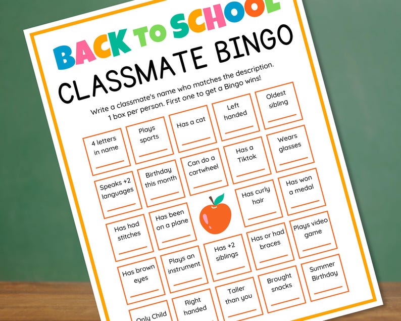 Back to School Classmate Bingo Classroom Games for Kids Get to Know You ...
