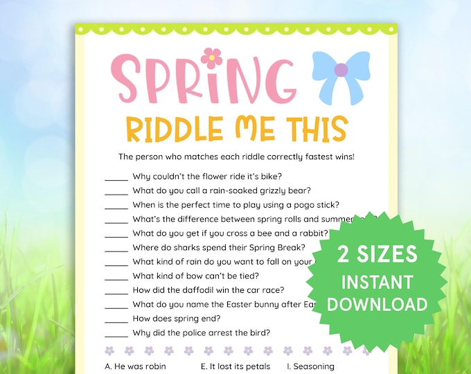 Spring Riddle Me This Game Printable Spring Activities for Kids, Family ...