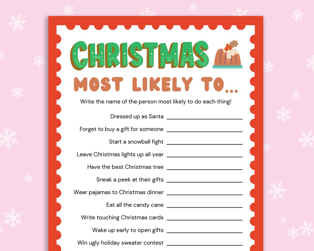 Christmas Most Likely to Fun Christmas Printable Games Christmas Family ...