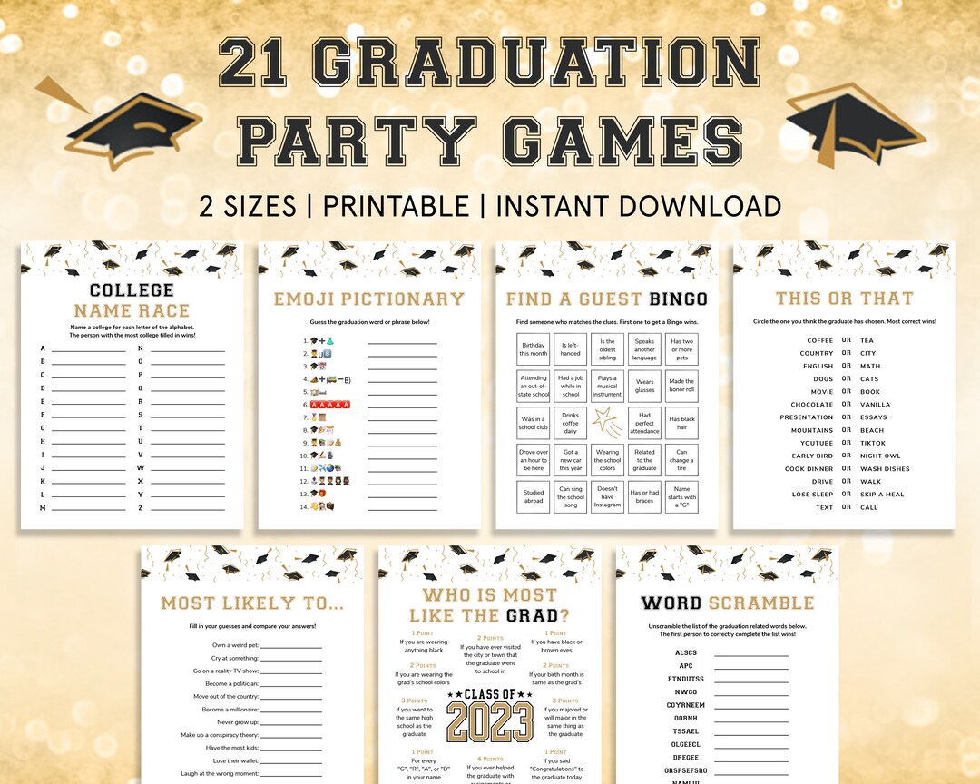 Graduation Party Game Bundle Modern Gold Graduation Games - Etsy