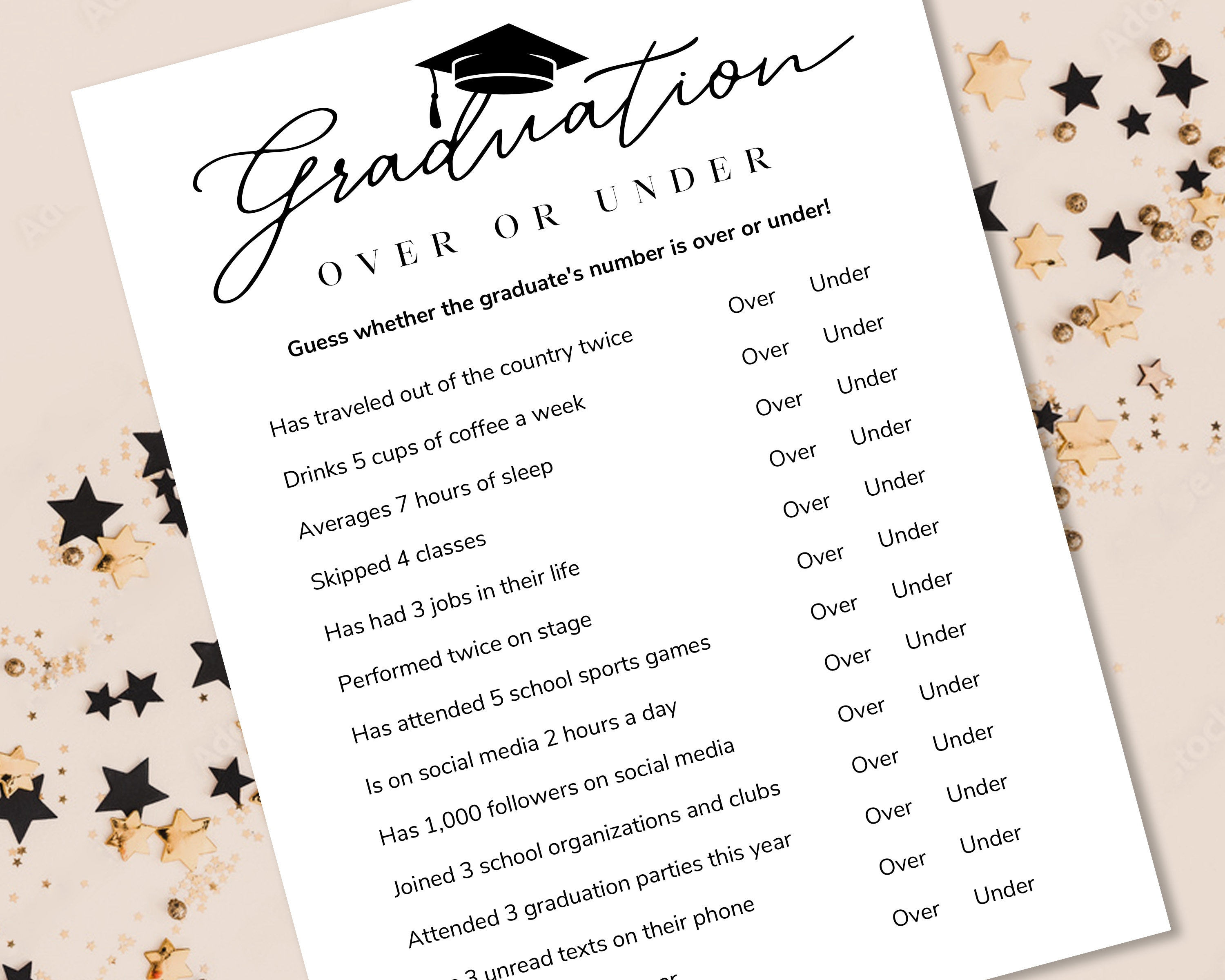 Graduation Game Over or Under 2025 Graduation Party Games Class of 2025 ...