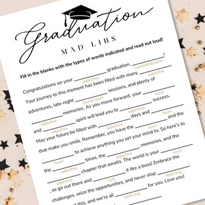 Graduation Libs Graduation Party Games Graduation Mad Libs Class of ...