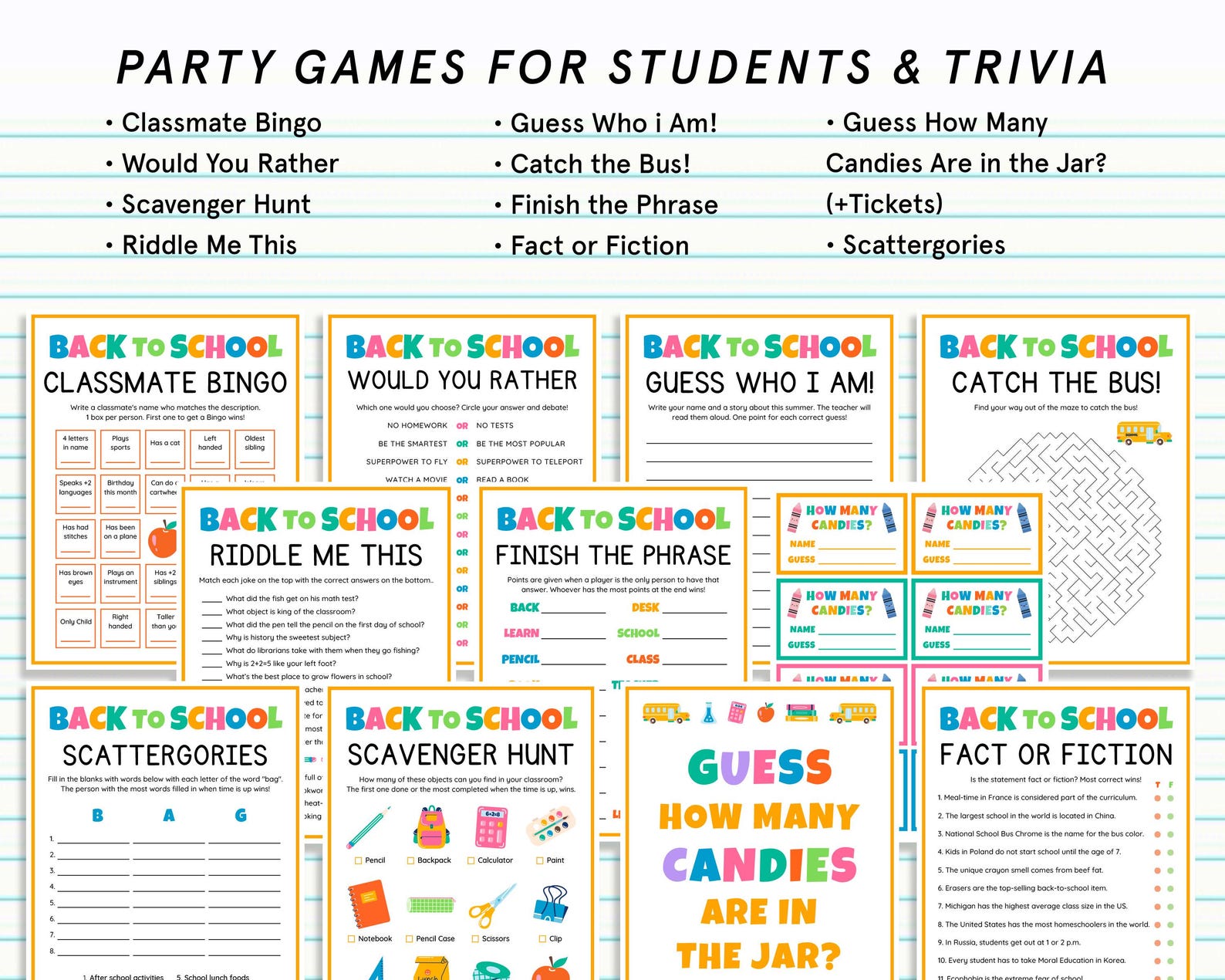 Back to School Games Bundle Classroom Games Elementary School Games ...