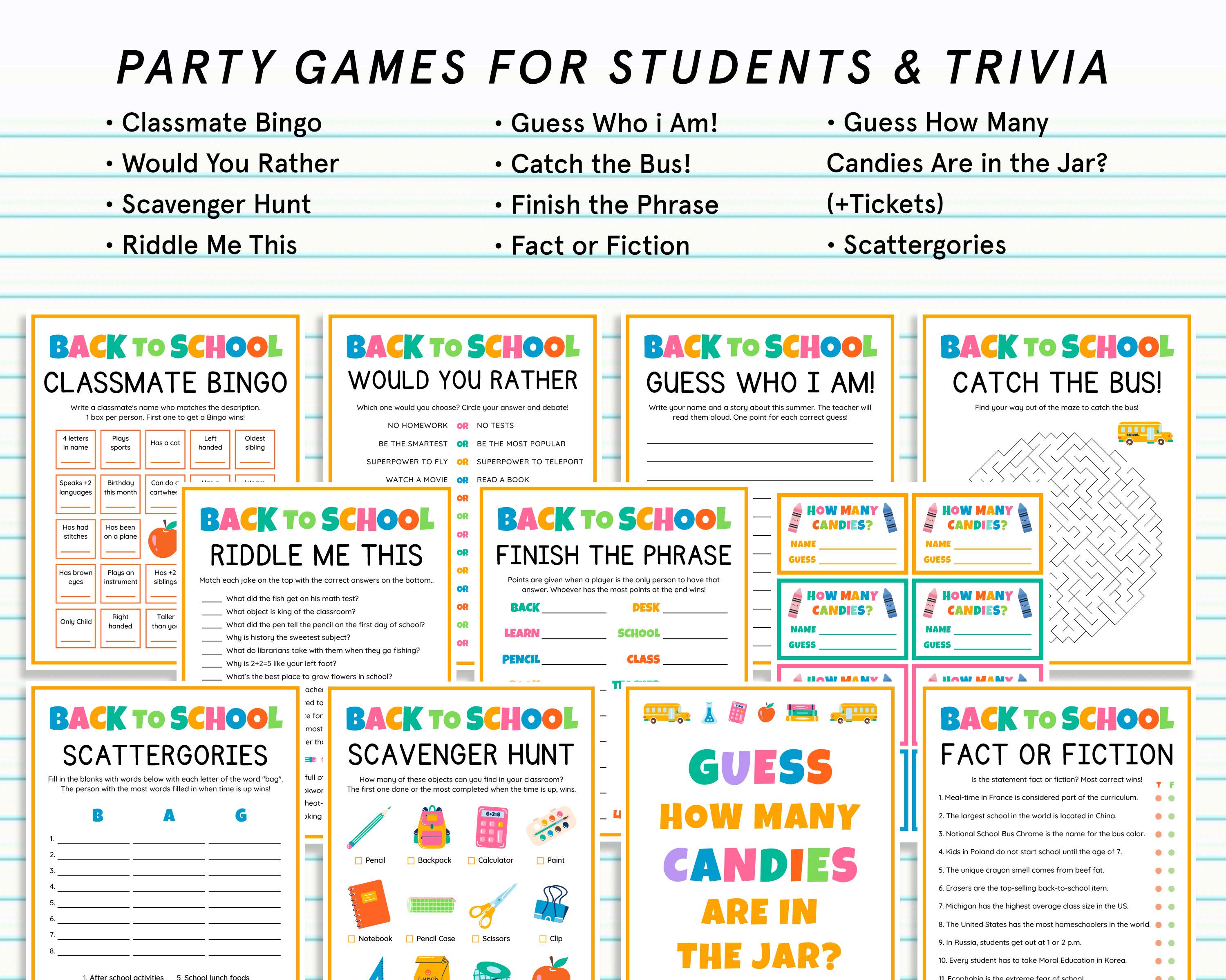 Back to School Games Bundle Classroom Games Elementary School Games ...