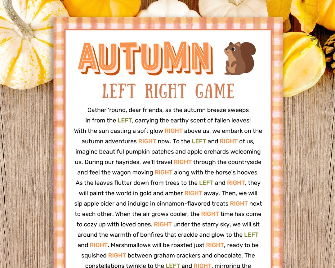 Fall Left Right Game Left Right Poem Fall Family Reunion Gift Exchange ...