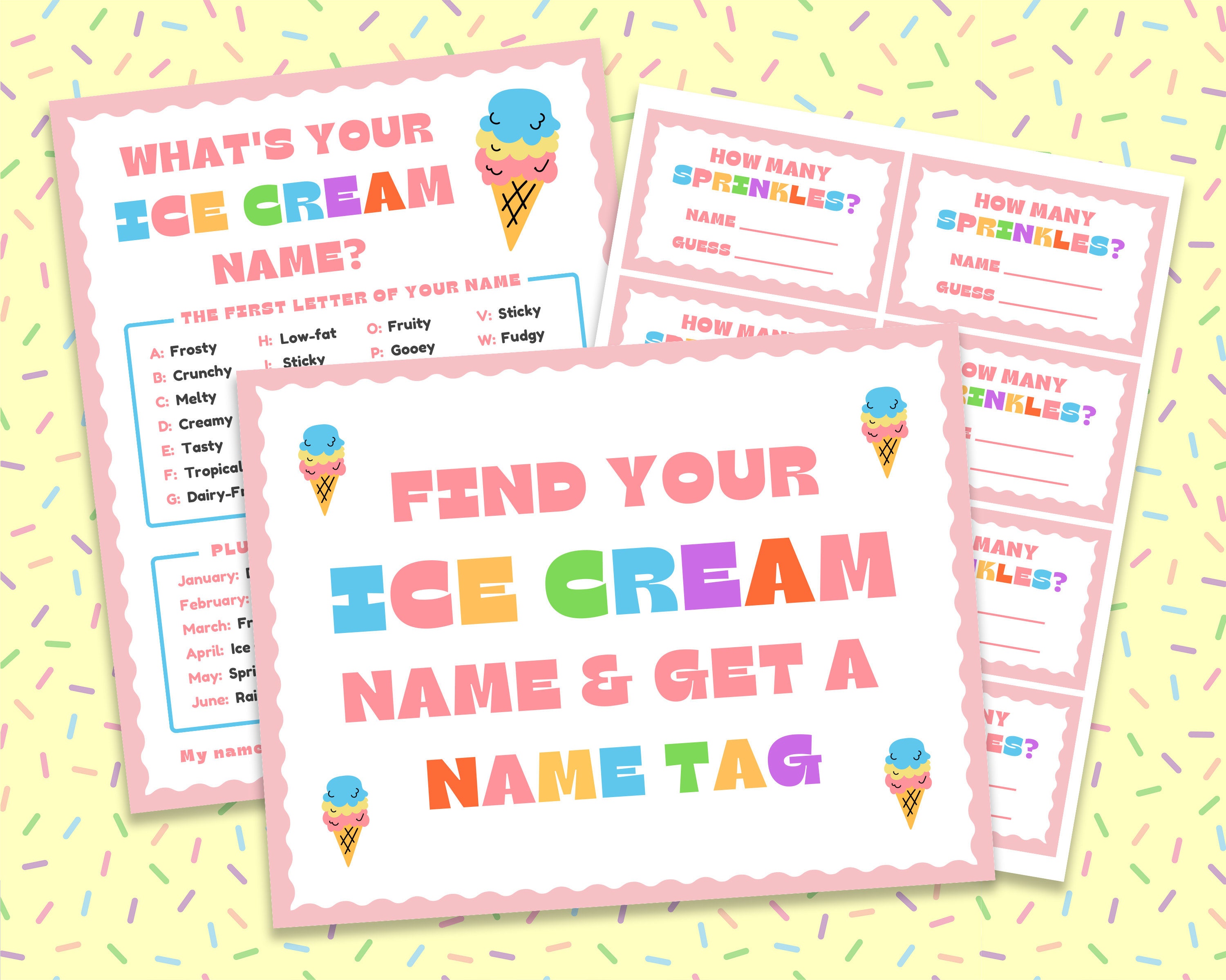 What's Your Ice Cream Name, Name Tags, Sign Summer Activities for Kids ...