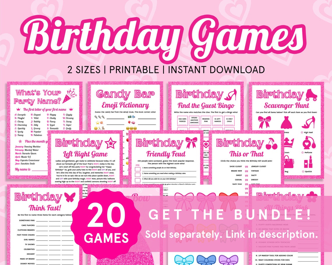 Whats Your Party Name, Name Tags, Sign Pink Birthday Party Games for ...