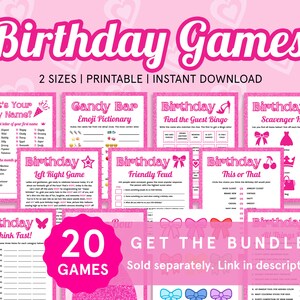 Whats Your Party Name, Name Tags, Sign Pink Birthday Party Games for ...