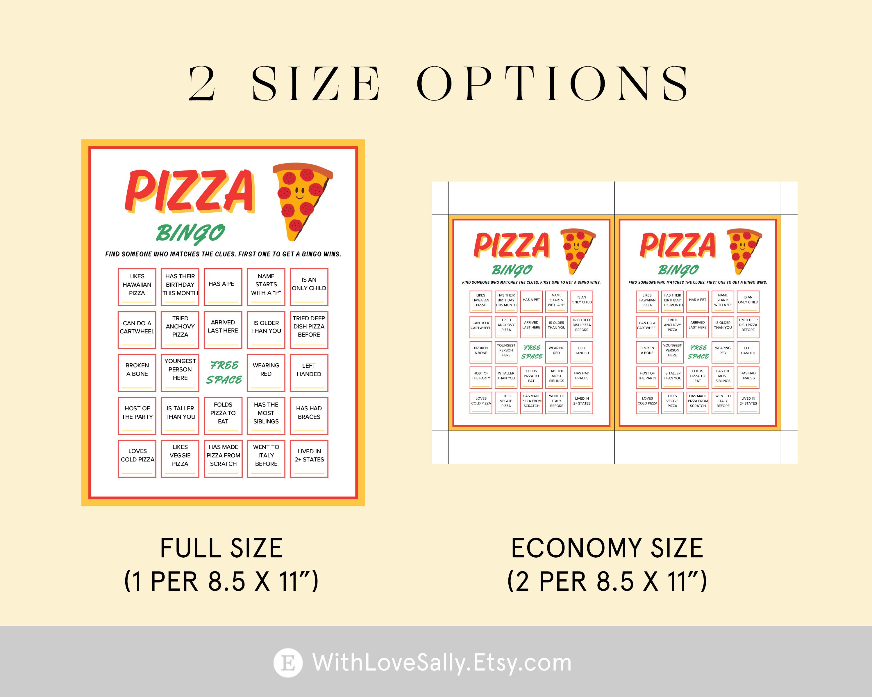 24 Player Bingo Game Pizza Party Bingo Game - 24 Player Set With Cards ...